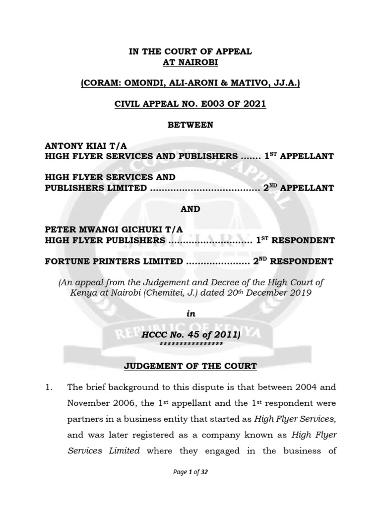 Civil Appeal No. E003 of 2021 | PDF | Trademark | Damages