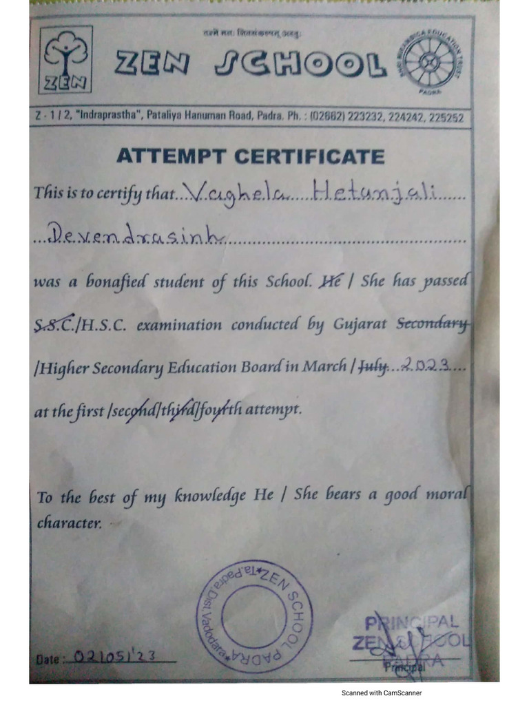 Attempt Certificate | PDF