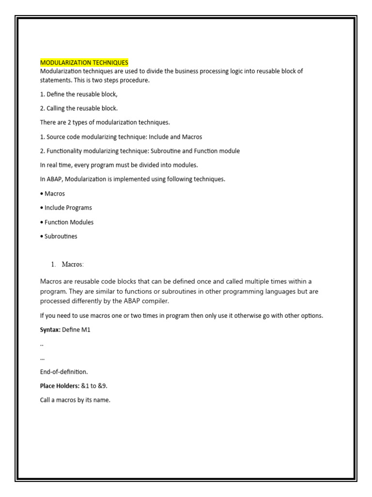 Modularization Techniques | PDF | Parameter (Computer Programming) | Macro (Computer Science)