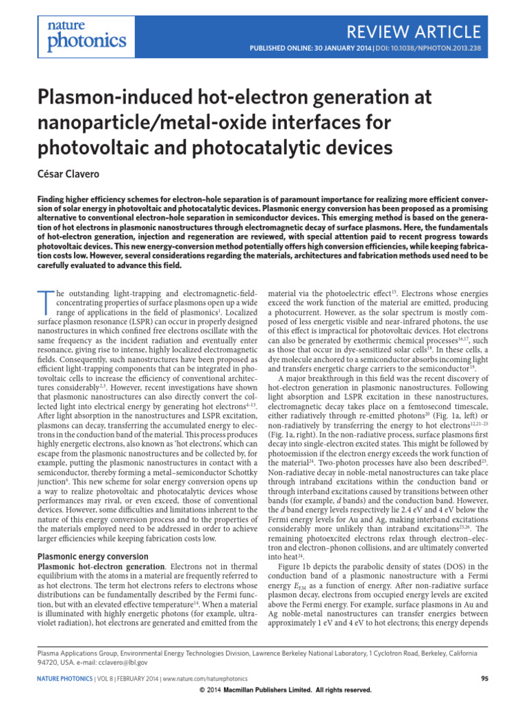 Hot Electron Devices | Download Free PDF | Plasmon | Electron