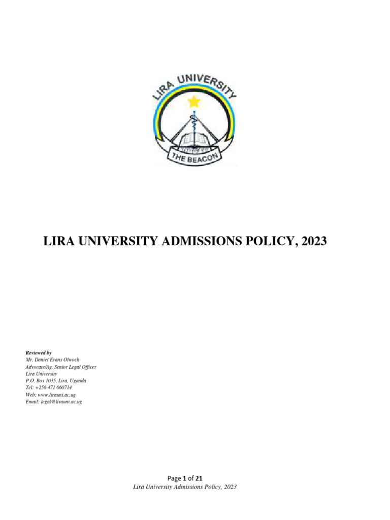 Lira University Admissions Policy-2023 Signed | PDF | University And ...
