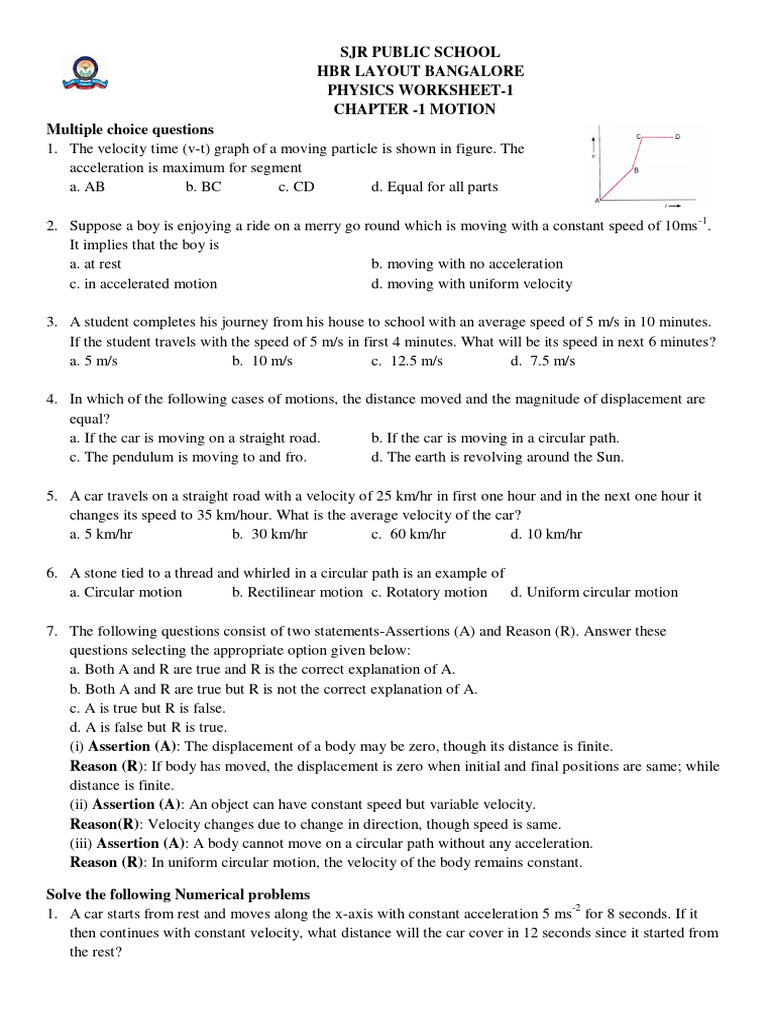 Physics Class 9 Assignment - Motion. | PDF | Acceleration | Velocity