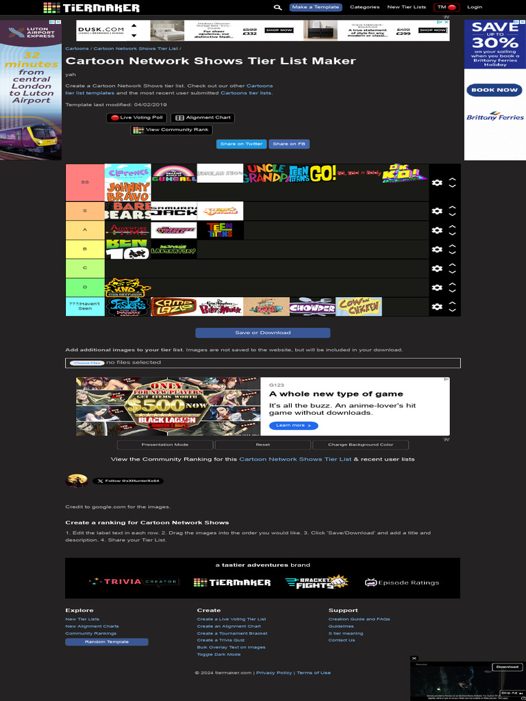 Create A Cartoon Network Shows Tier List - TierMaker | PDF | Software ...