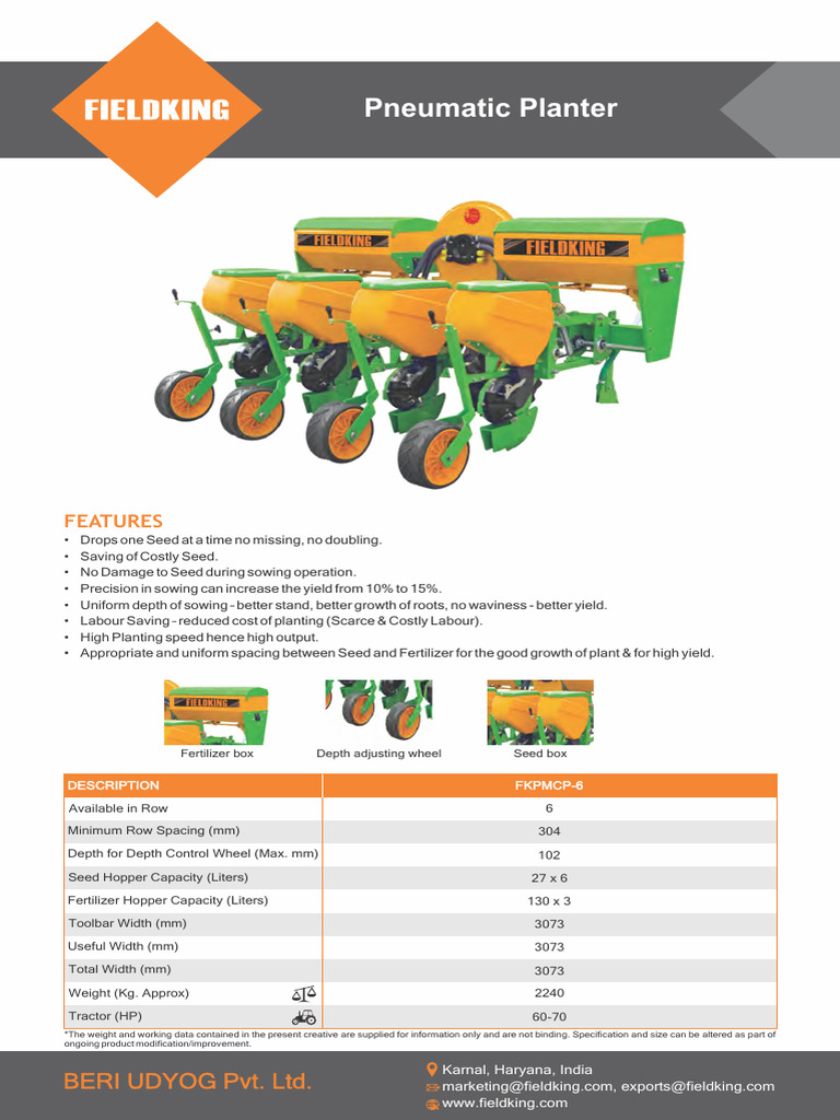 Pneumatic Planter (6 Row) | PDF | Horticulture | Plants