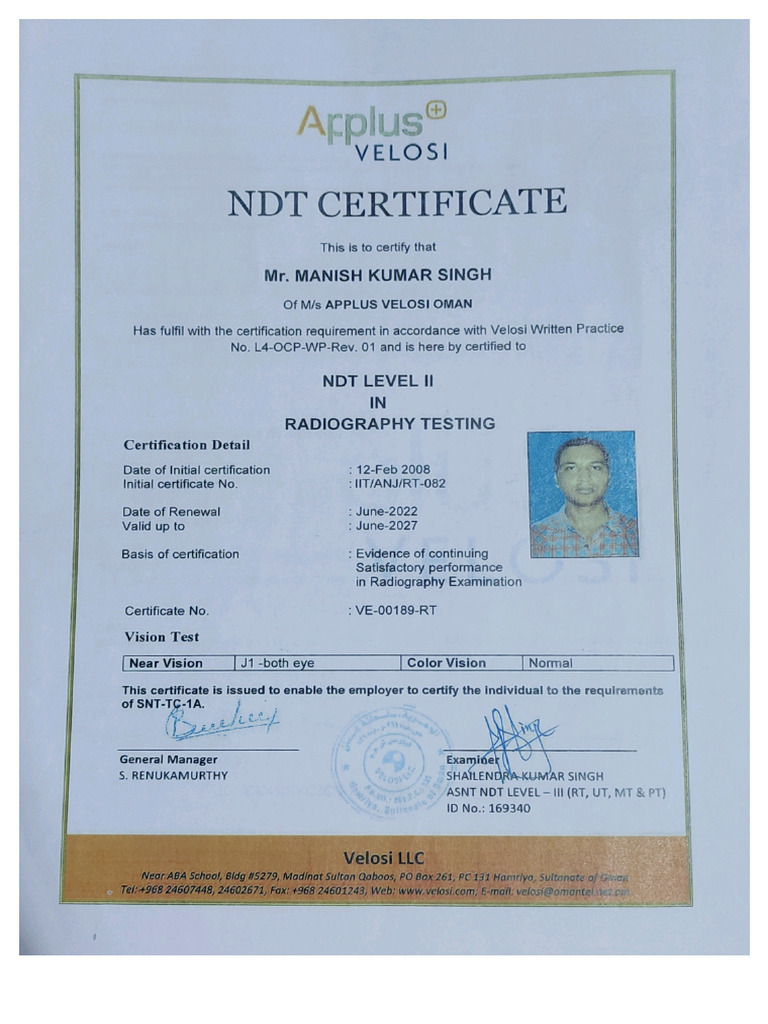 RT Certificate | PDF