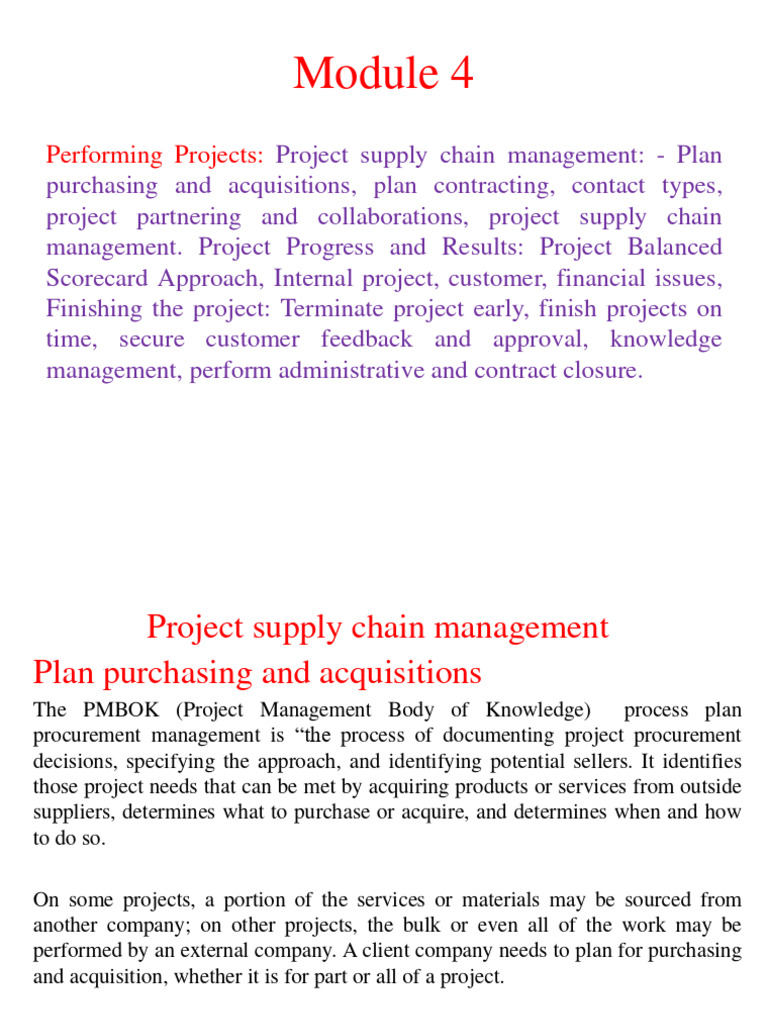 Project Management IV Module | Download Free PDF | Supply Chain ... Project Management IV Module | Download Free PDF | Supply Chain ...