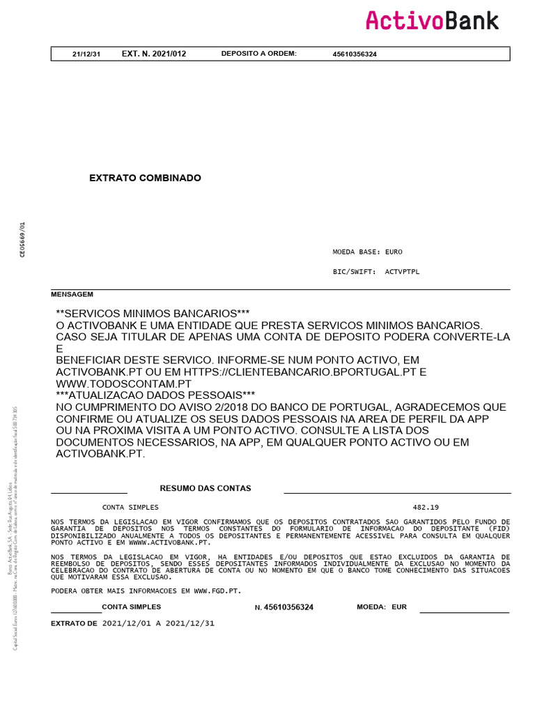 Extrato Combinado 2021012 | PDF | Business