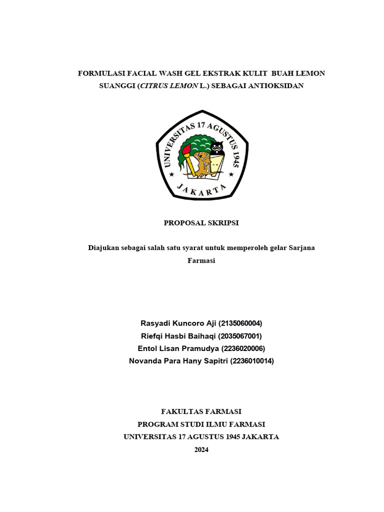 Formulasi Gel Wajah Lemon Suanggi | PDF | Kesehatan Holistik