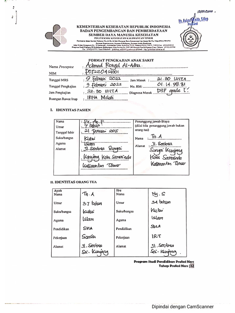 MLT - Askep PX - An.F DHF Grade 1 | PDF