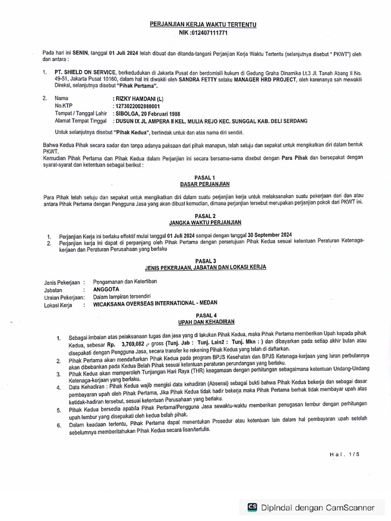 PKWT Rizki Hamdani | PDF