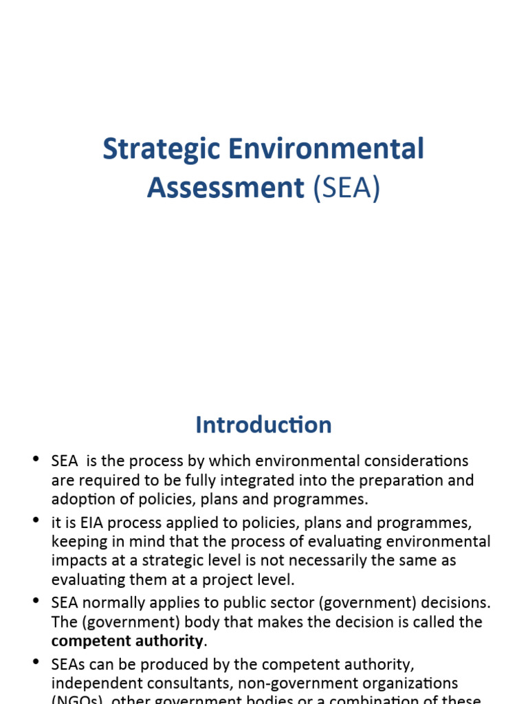Strategic Environmental Assessment (SEA) | PDF | Environmental Impact Assessment | Policy