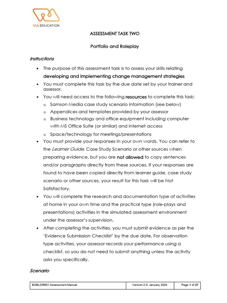 Assessment Task Two BSBLDR601 | PDF | Advertising | Performance Appraisal