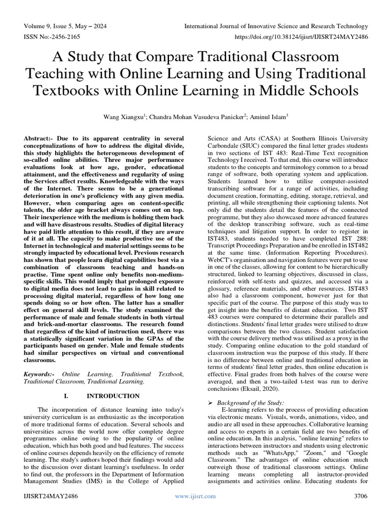 A Study That Compare Traditional Classroom Teaching With Online ...