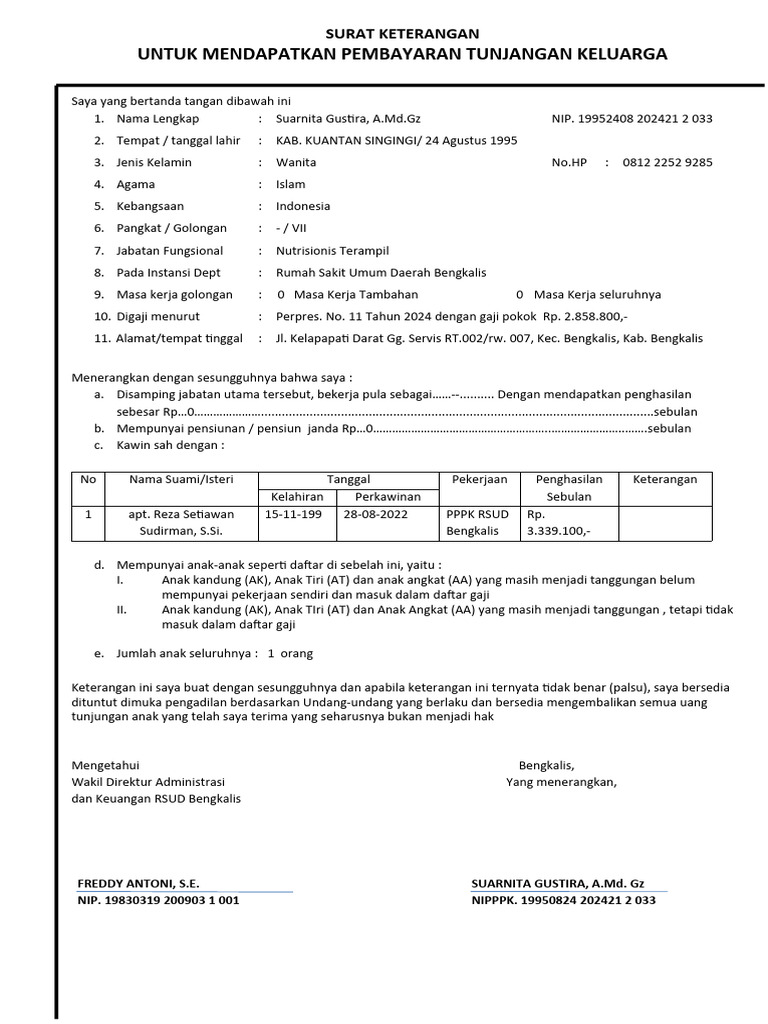 Format Model C Anak Ditanggung Suami Yang ASN | PDF