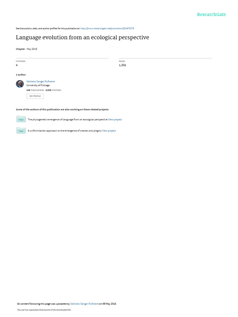 Language Evolution and Ecology Insights | PDF | Verb | Linguistics