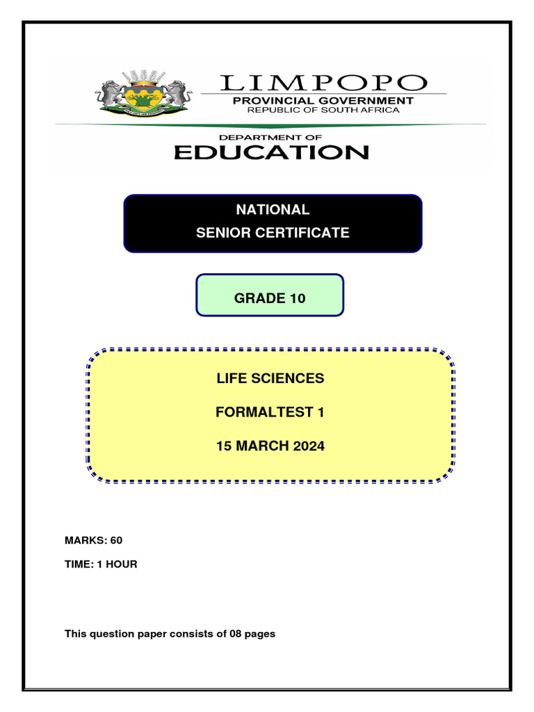 2024 03 12 LIM LFSC Formal Gr10 QP ENG | PDF | Chemical Compounds | Biology
