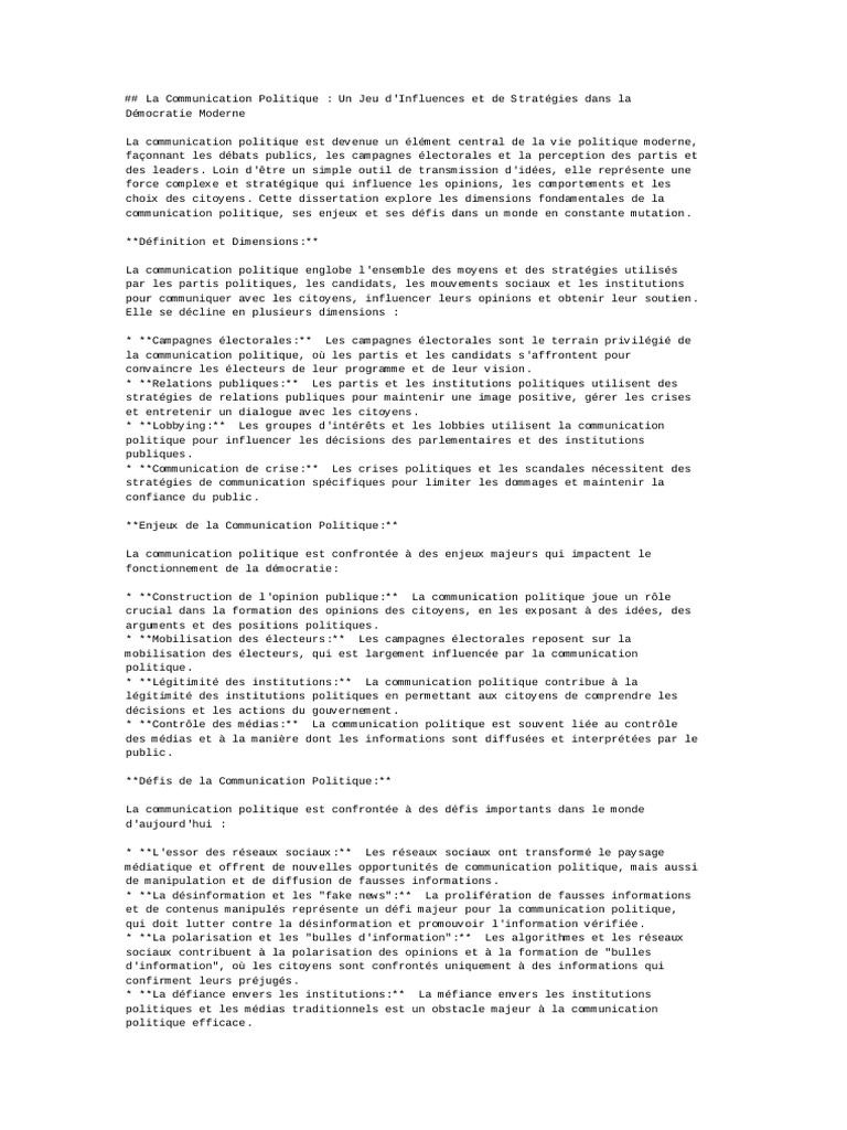 Stratégies de Communication Politique | PDF | Groupe de défense d ...