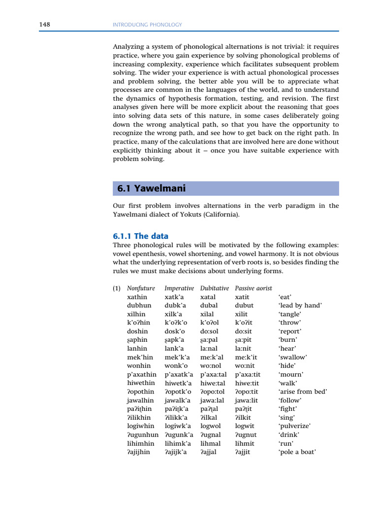 Yawelmani Phonological Analysis | PDF | Experience | Cognition