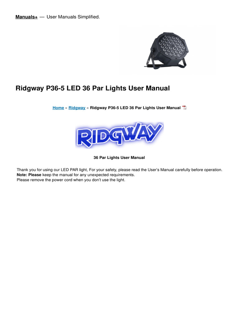 p36 5 Led 36 Par Lights Manual | PDF | Lighting | Light