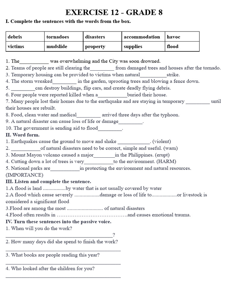 Exercise 12 L P 8 | PDF | Natural Disasters | Flood