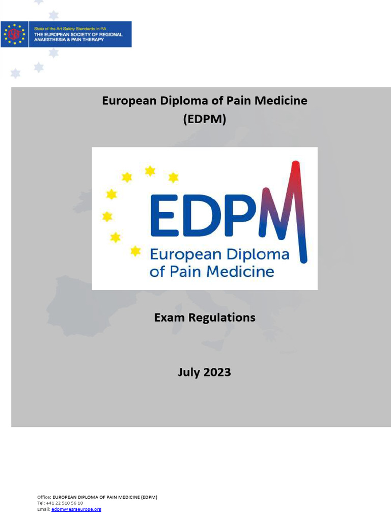 EDPM Regulations July 2023 | PDF | Pain | Multiple Choice