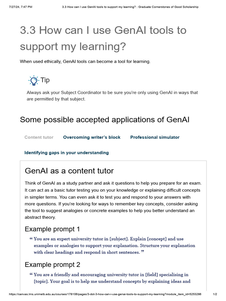 3.3 How Can I Use GenAI Tools To Support My Learning - Graduate ...