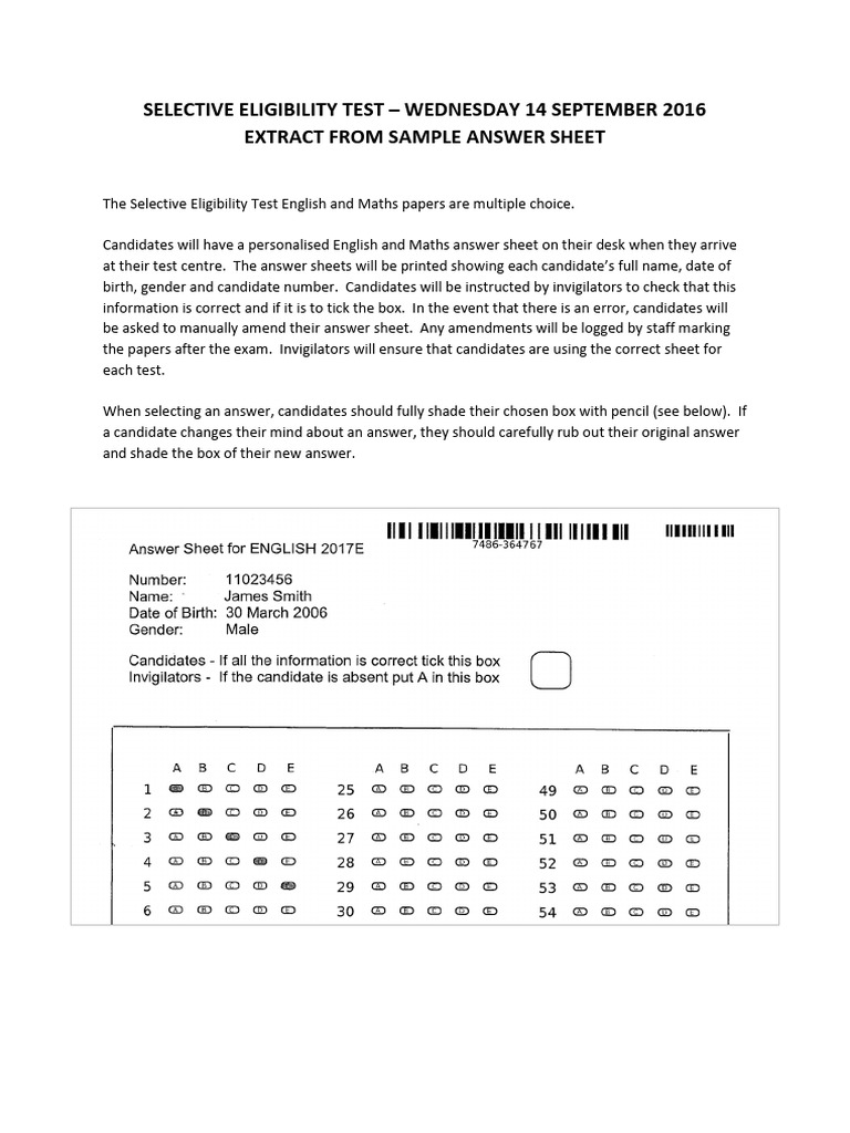 Sutton Selective Eligibility Test Guide | PDF