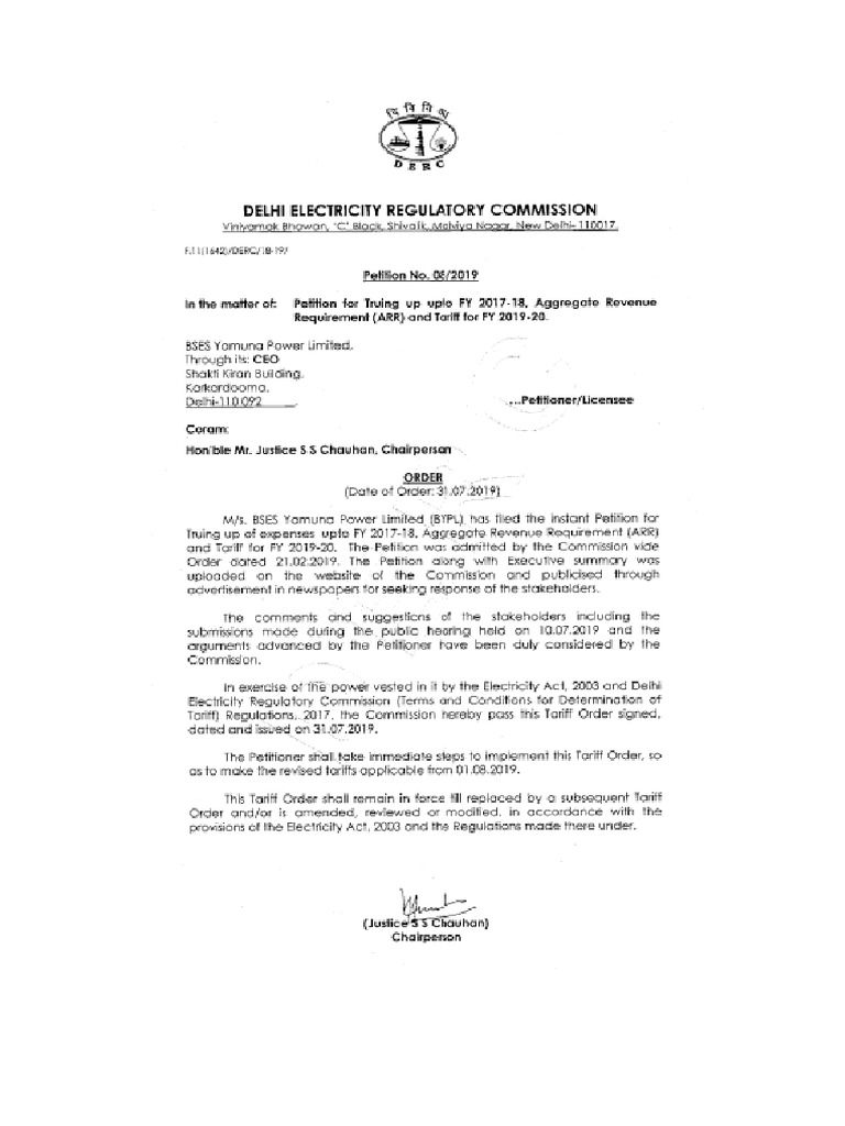 Bypl Tariff Order 2019 20 | PDF | Expense | Cost Of Capital