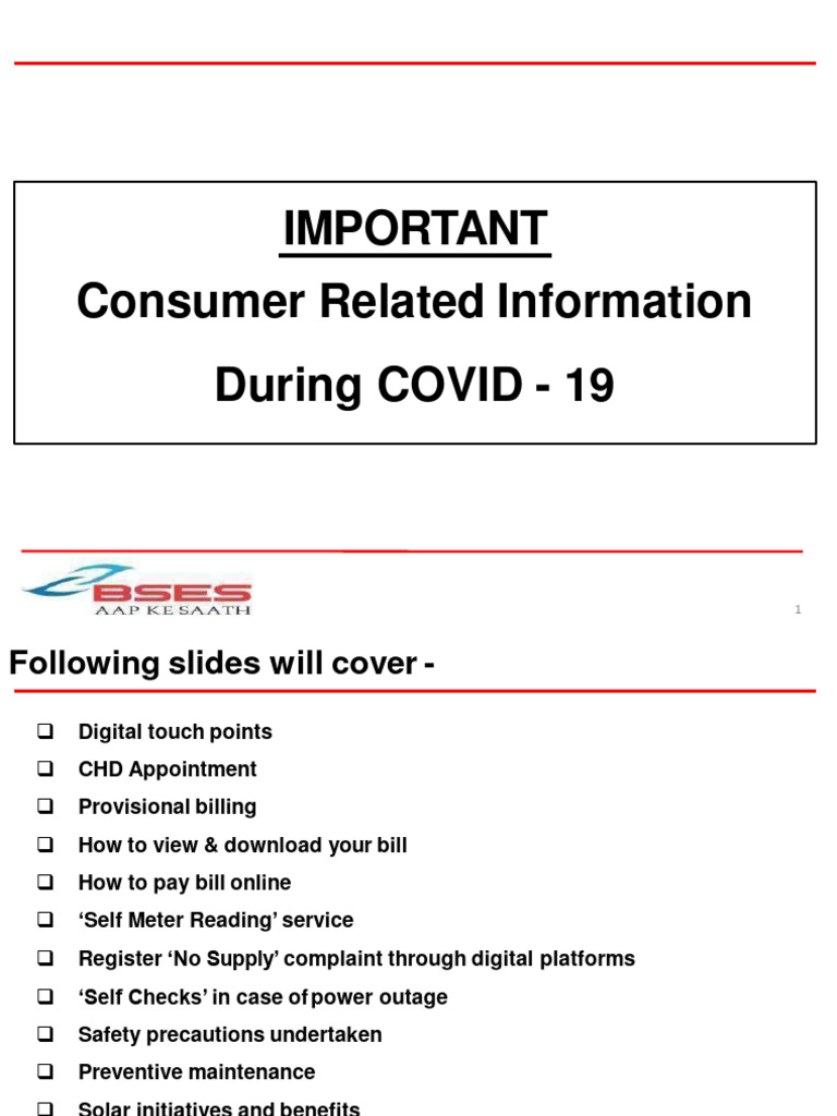 BRPL Website Consumer Information COVID-19 | PDF