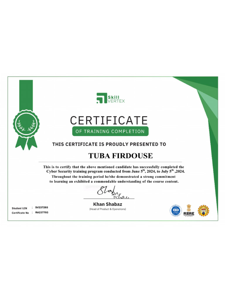 Form1 June Traning Certificates-63 | PDF