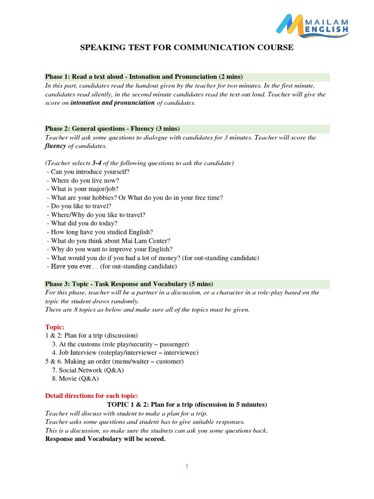 Procedure of Final Oral Test - Communication | PDF | Job Interview ...