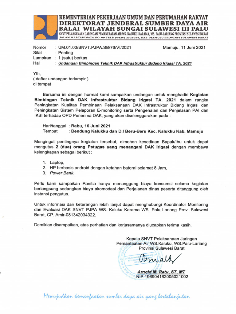 Undangan Bimbingan Teknik | PDF