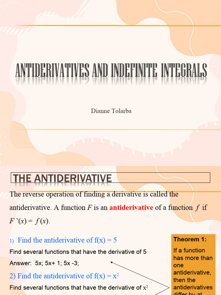 Antiderivative and Indefinite Integrals | PDF | Integral | Derivative