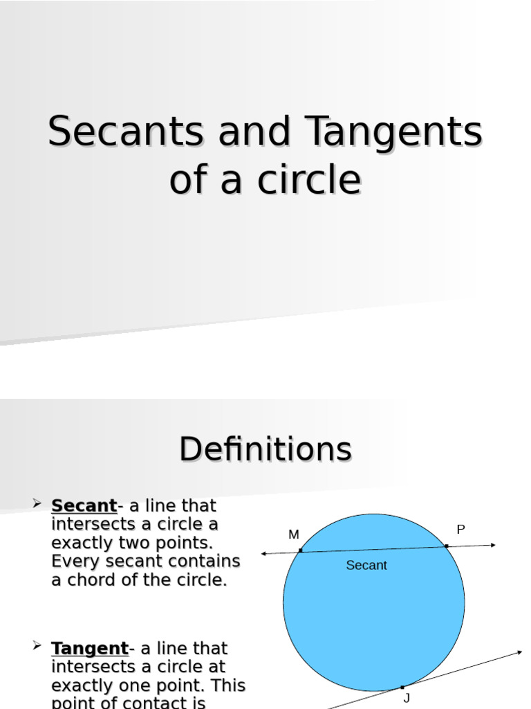 Tangent Secants Theorems Lesson | PDF | Circle | Tangent