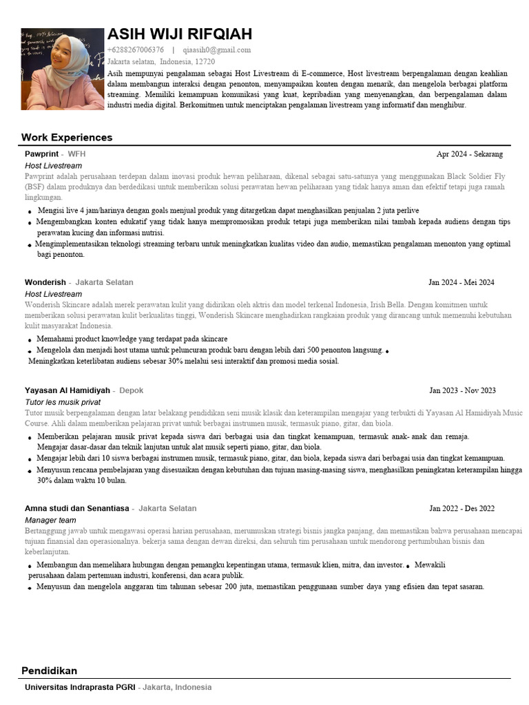Asih Wiji Rifqiah-Resume | PDF