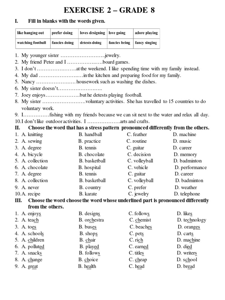 Exercise 2 L P 8 | PDF | Sports & Recreation | Games & Activities