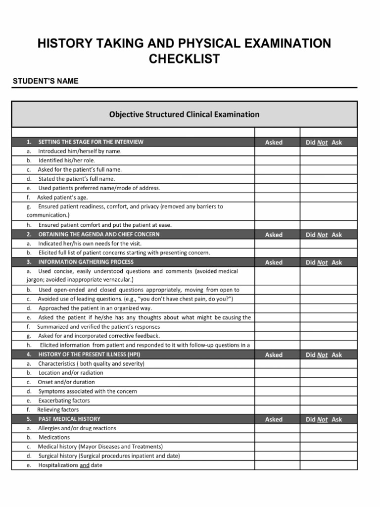 Anáhuac History Taking and Physical Examination Checklist | PDF
