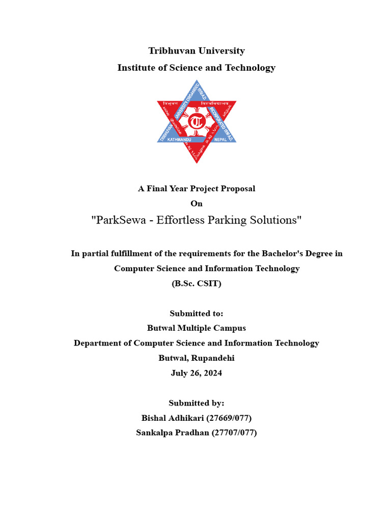 ParkSewa Proposal Final SB | PDF | Parking | Software Prototyping