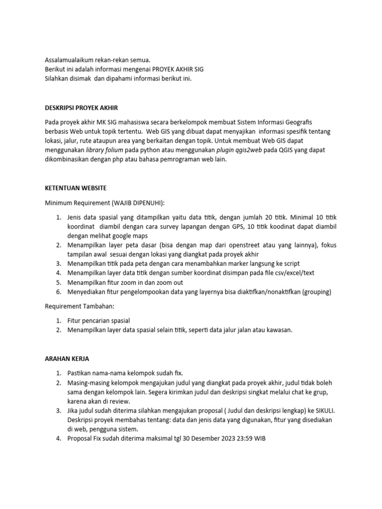 Penjelasan Tugas Website Sig | PDF