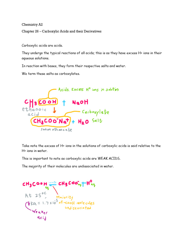 Chemistry A2 Chapter 26 Carboxylic Acids and Thier Derivatives | PDF ...