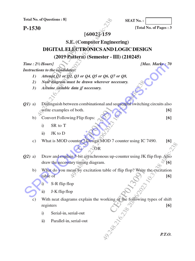 Be - Computer Engineering - Semester 3 - 2023 - May - Digital Electronics and Logic Design Deld ...
