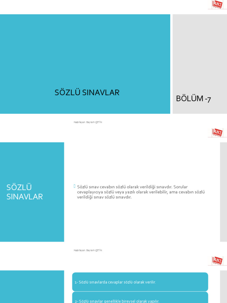 BOLUM 7-Sozlu Sinavlar | PDF
