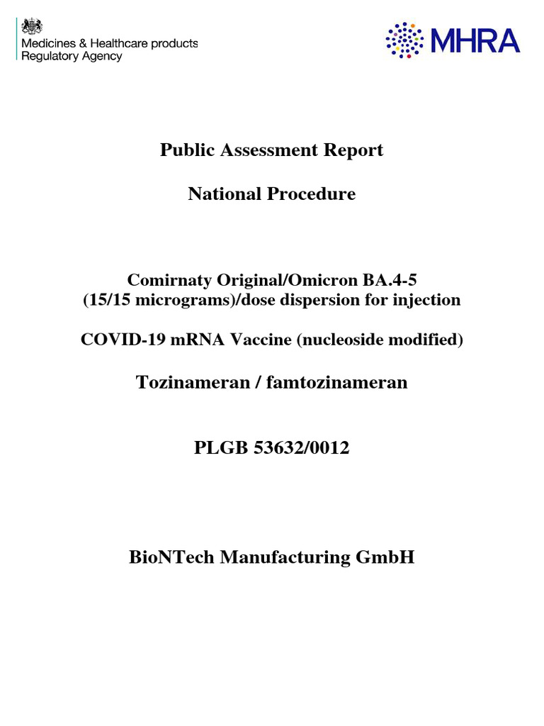 Public Assessment Report - Pfizer BioNTech Bivalent Vaccine - Comirnaty ...