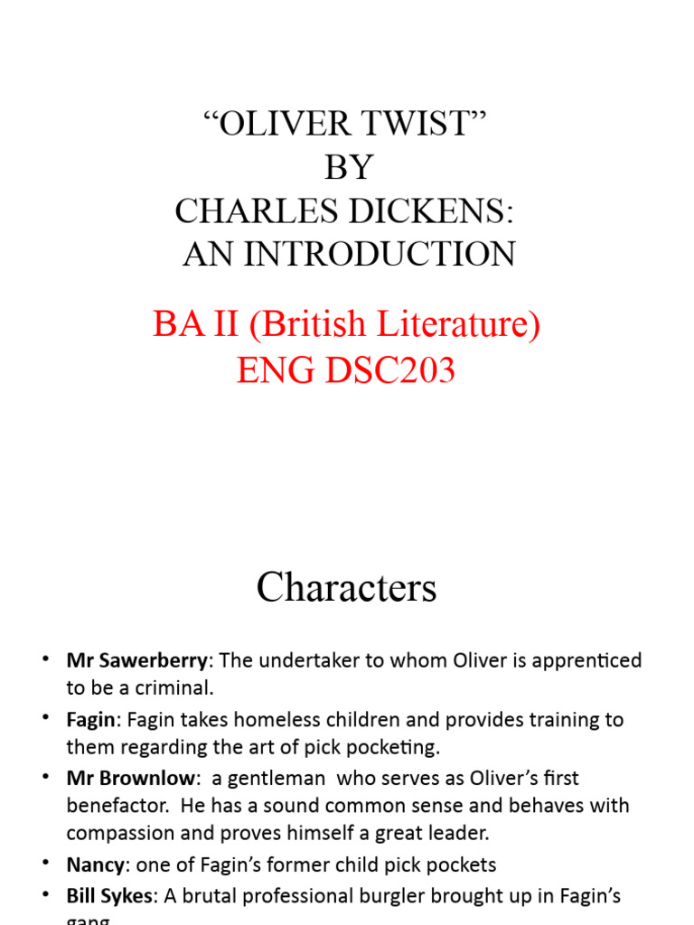 2.OLIVER TWIST Introduction | PDF | Oliver Twist | Oliver Twist Characters