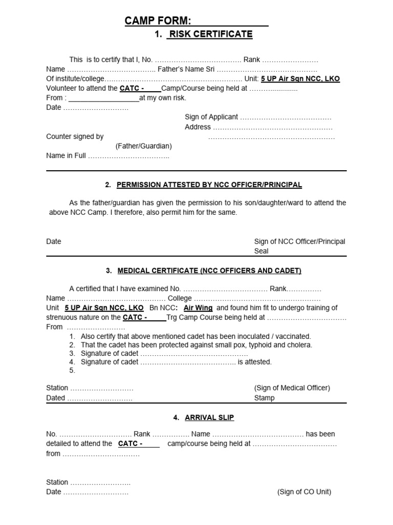 Camp Form 2024 | PDF | Finance & Money Management