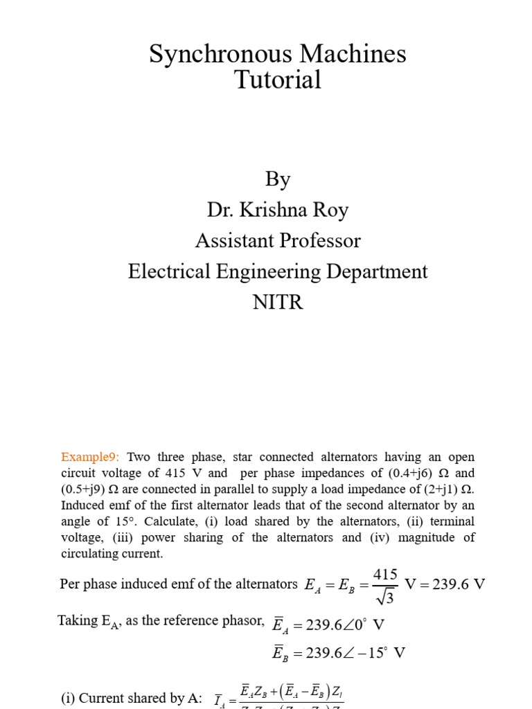 Synchronous Machines - Tutorial - 31.03.2024 | PDF | Electrical ...