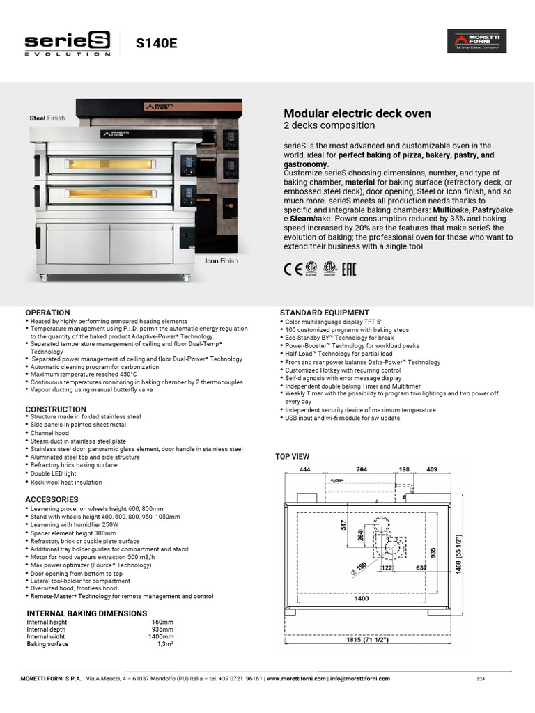 S140E Eng | PDF | Steamship | Oven
