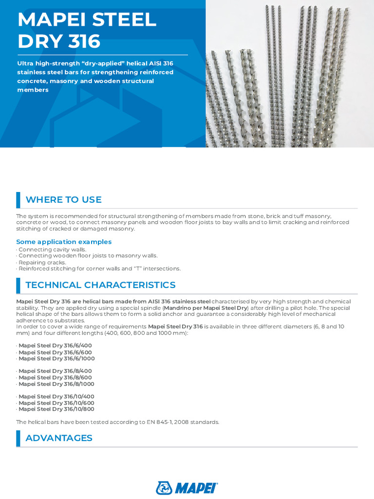 1 01029 Mapei-Steel-Dry-316 en | PDF | Masonry | Steel