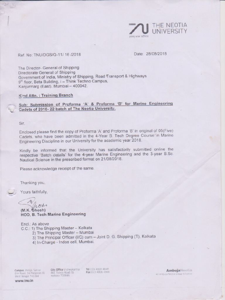 Proforma A & B MRE 2018-22 Batch | PDF