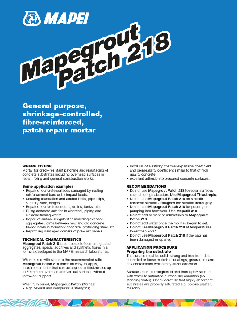 1 1198-Mapegroutpatch218-Iso | PDF | Concrete | Materials
